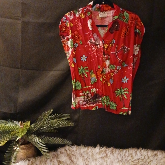Vintage | Tops | Vintage Red Short Sleeve Button Down Shirt | Poshmark